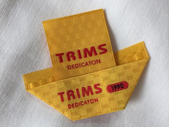 Center / Mitre Fold Taffeta Woven Labels , Elegant Embroidered Sewing ...