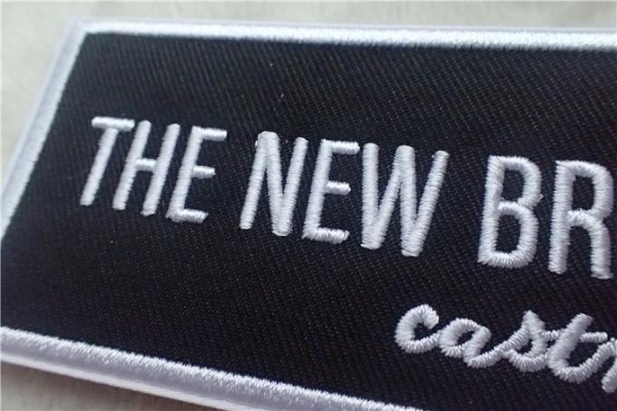 Washable Black Polyester Custom Clothing Patches / Adhesive Embroidered ...