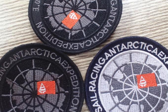 Washable Black Polyester Custom Clothing Patches / Adhesive Embroidered ...