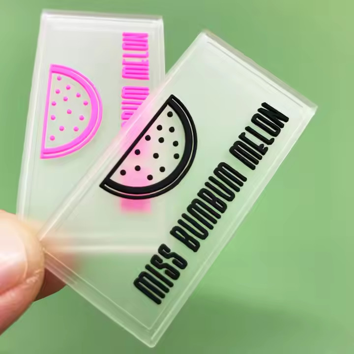 Custom Transparent PVC Rubber Patch Garment PVC Label Clear Silicone Patch