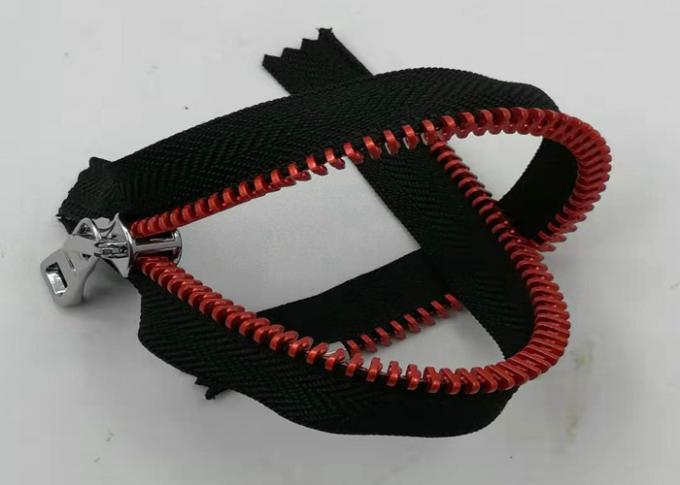 Aluminum Metal Teeth Zipper Round Shape For Handbag And Garmant